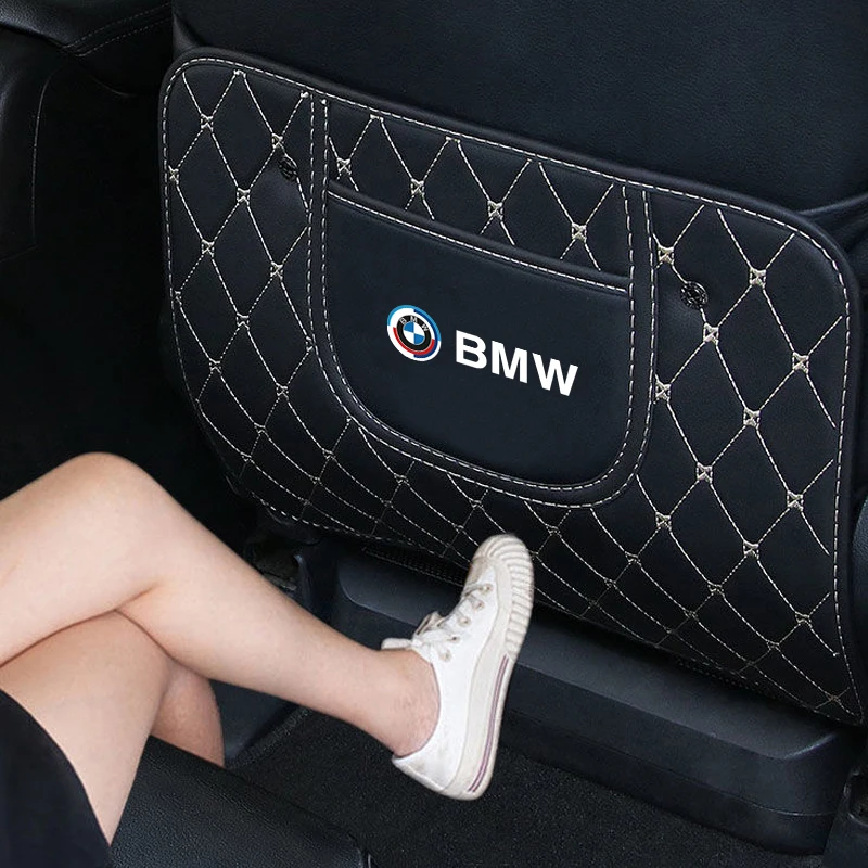 PU-Leather-Car-Seat-Back-Protector-Car-Logo-Anti-kick-Pad-For-BMW-50th ...