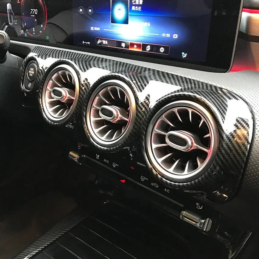 Carbon Fiber Interior Center Console Control Panel Air Vent Cover Trim ...