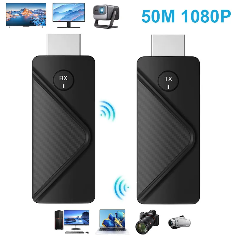 50M Wireless HDMI Video Transmitter Receiver Kits HDMI Extender Adapter ...