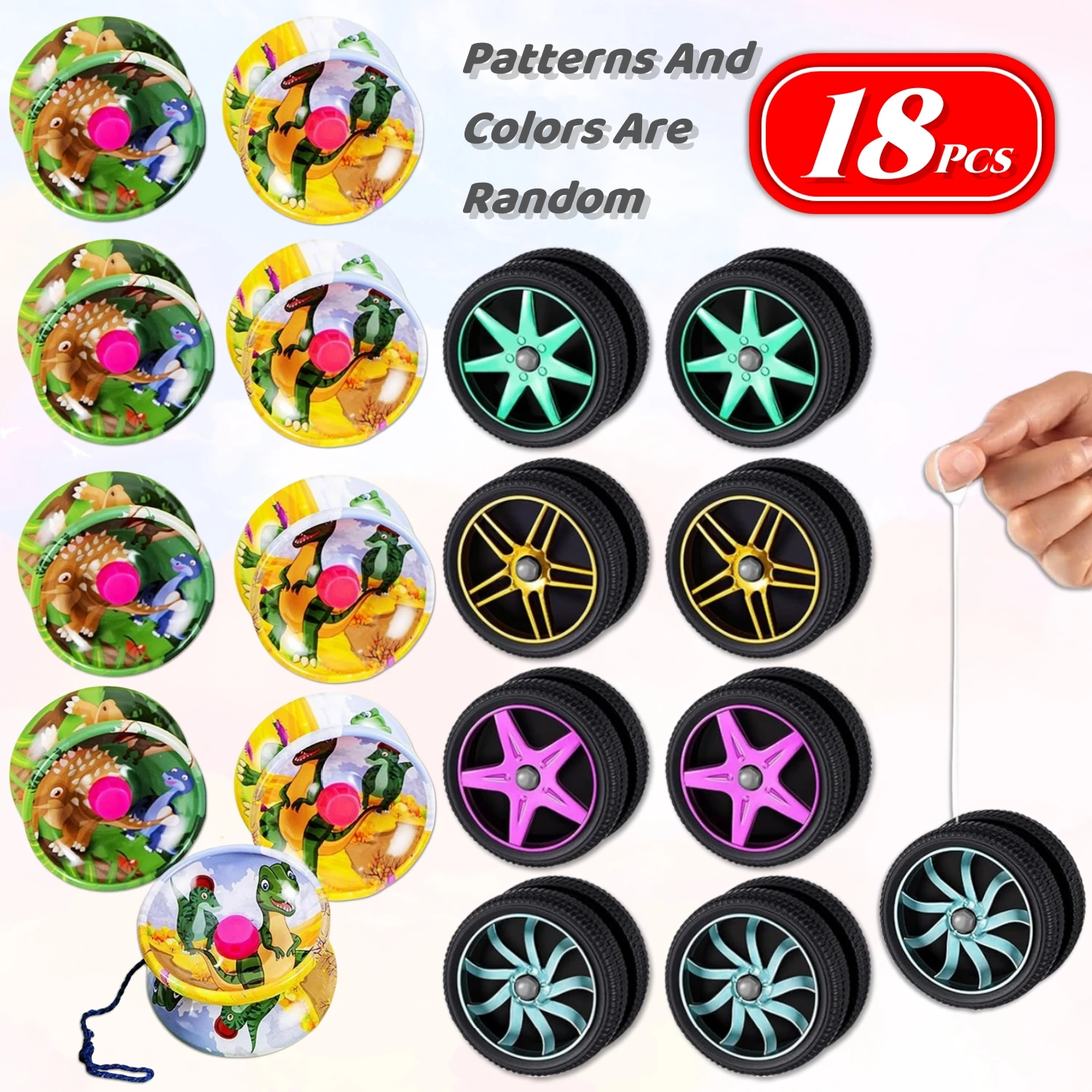 18-Pcs-Mini-Yoyos-for-Kids-Alloy-Cartoon-Dinosaur-Yoyos-Plastic-Wheel ...