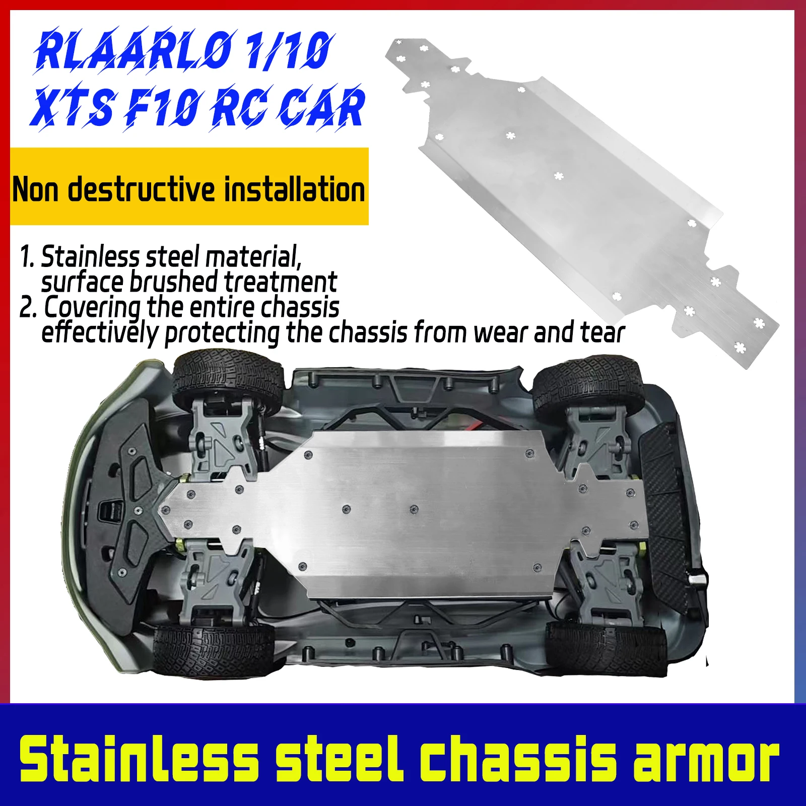 Stainless steel chassis armor for Rlaarlo XTS F10 rally car model ...