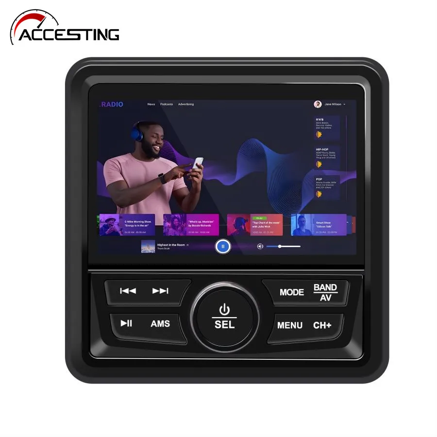 New-Waterproof-Marine-Stereo-Radio-With-GPS-Motorcycle-Audio-Boat-Car ...