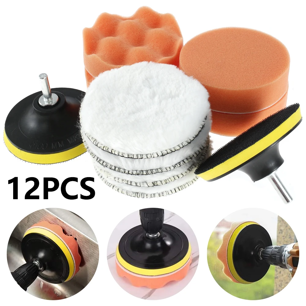 12pcs-4-Inch-Polishing-Pads-Set-Sponge-and-Woolen-Polishing-Waxing ...