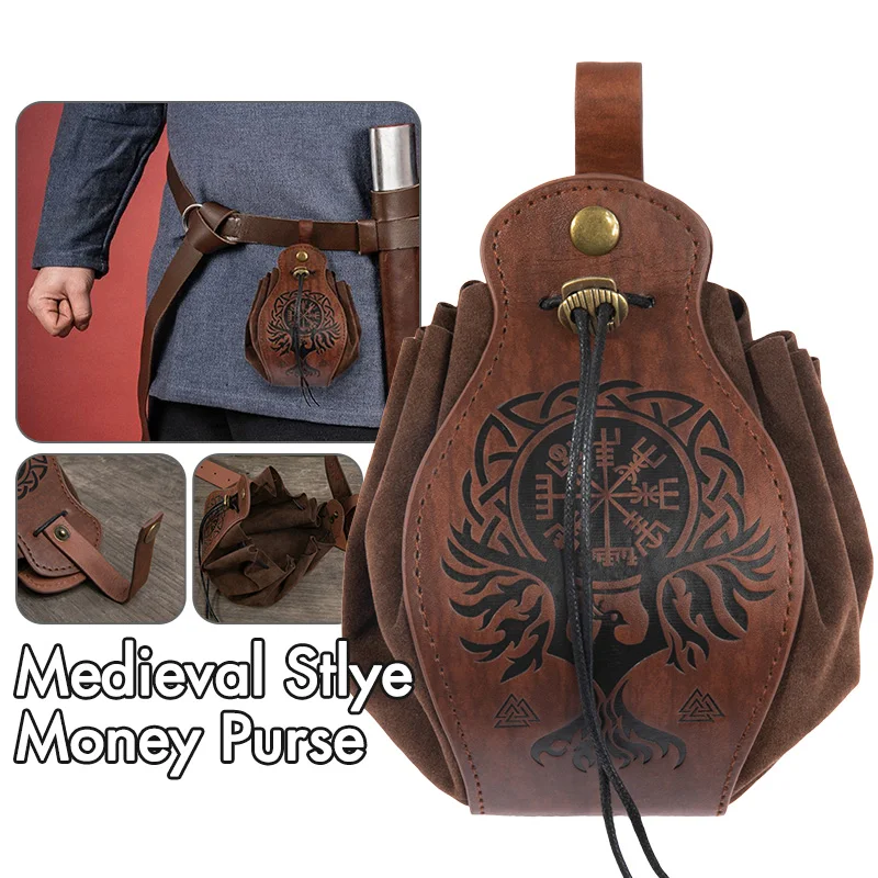 Medieval-Viking-Pouch-Bag-Hangable-Belt-Dice-Bag-Retro-PU-Leather ...