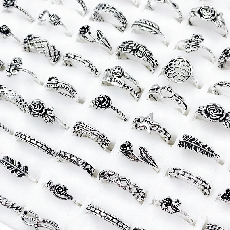 Mixmax-An-is-tnicos-para-Mulheres-Prata-Antiga-Flores-Esculpidas-Padr-o ...