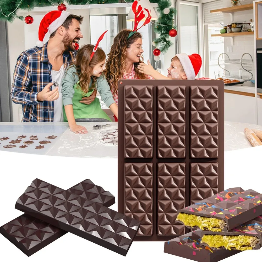 6 Cell Silicone Triangle Diamond Candy Mould DIY Chocolate Baking Mould ...