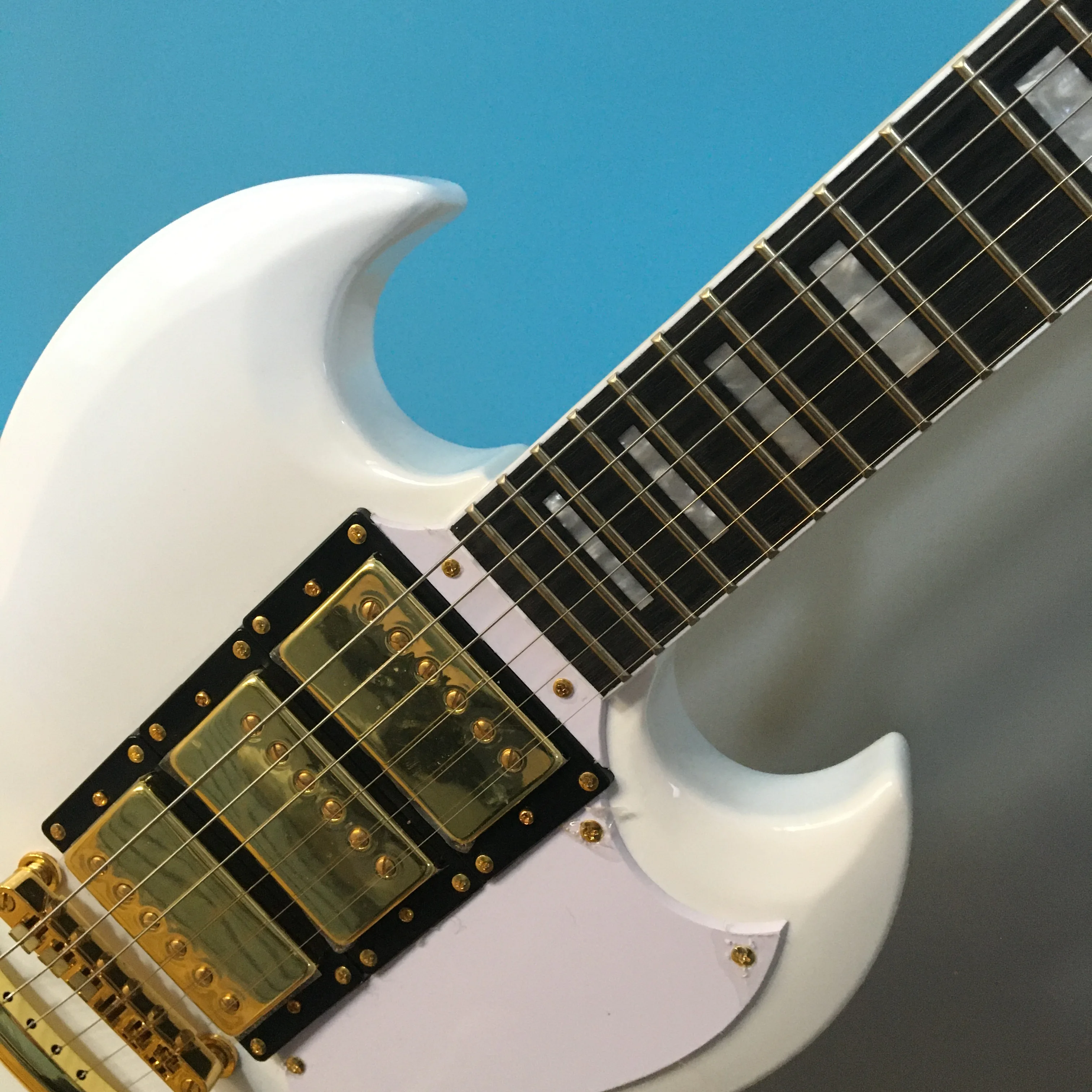 Custom-White-Electric-Guitar-w-HHH-Gold-Pickups-Free-Ship-Cheap-Price ...
