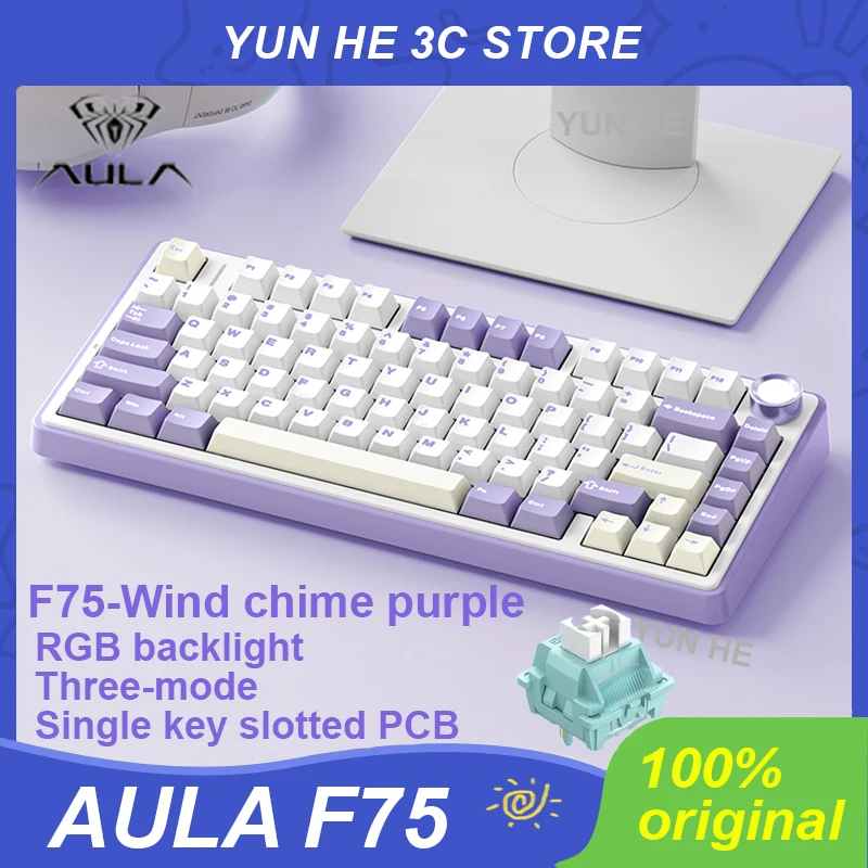 AULA-F75-Mechanical-Keyboard-Wired-2-4G-Wireless-Bluetooth-75-Layout ...