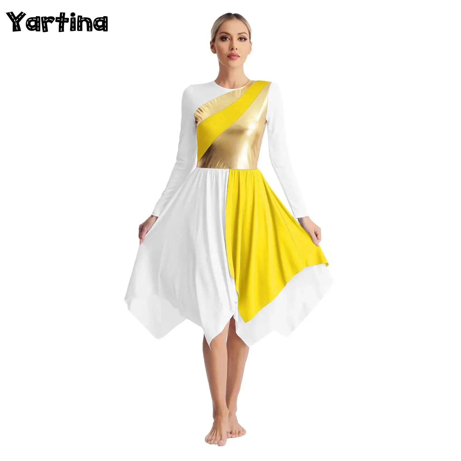 Women's Christian Praise Ballet Lyrical Dance Tunic Overlay Dress ...