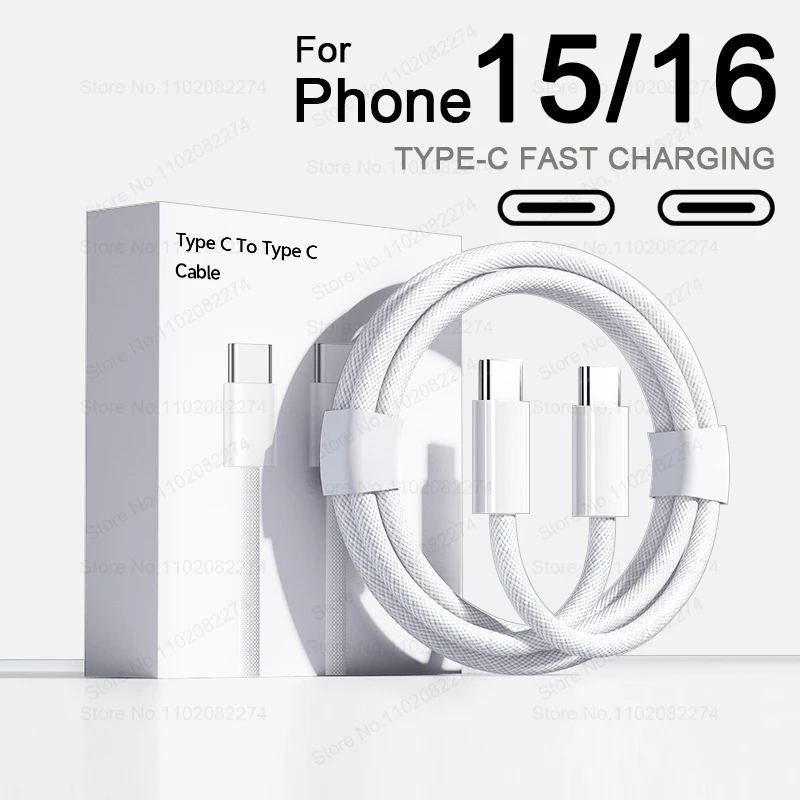 60W PD USB-C to USB C Fast Charger Cable For Apple iPhone 16 15 Pro Max ...