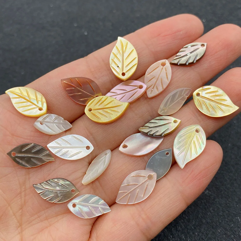 Natural-Seawater-Shell-Pink-Shell-Leaf-Shape-Beads-7x14mm-DIY-Charm ...