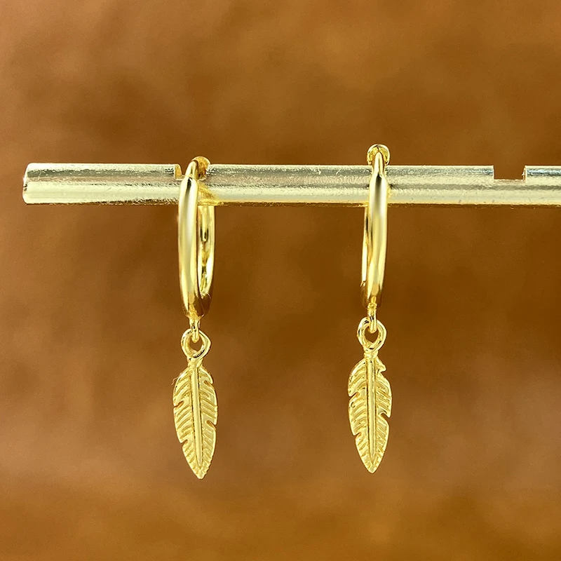 KNB-Real-925-Sterling-Silver-Long-Feather-Hoop-Earrings-for-Women ...