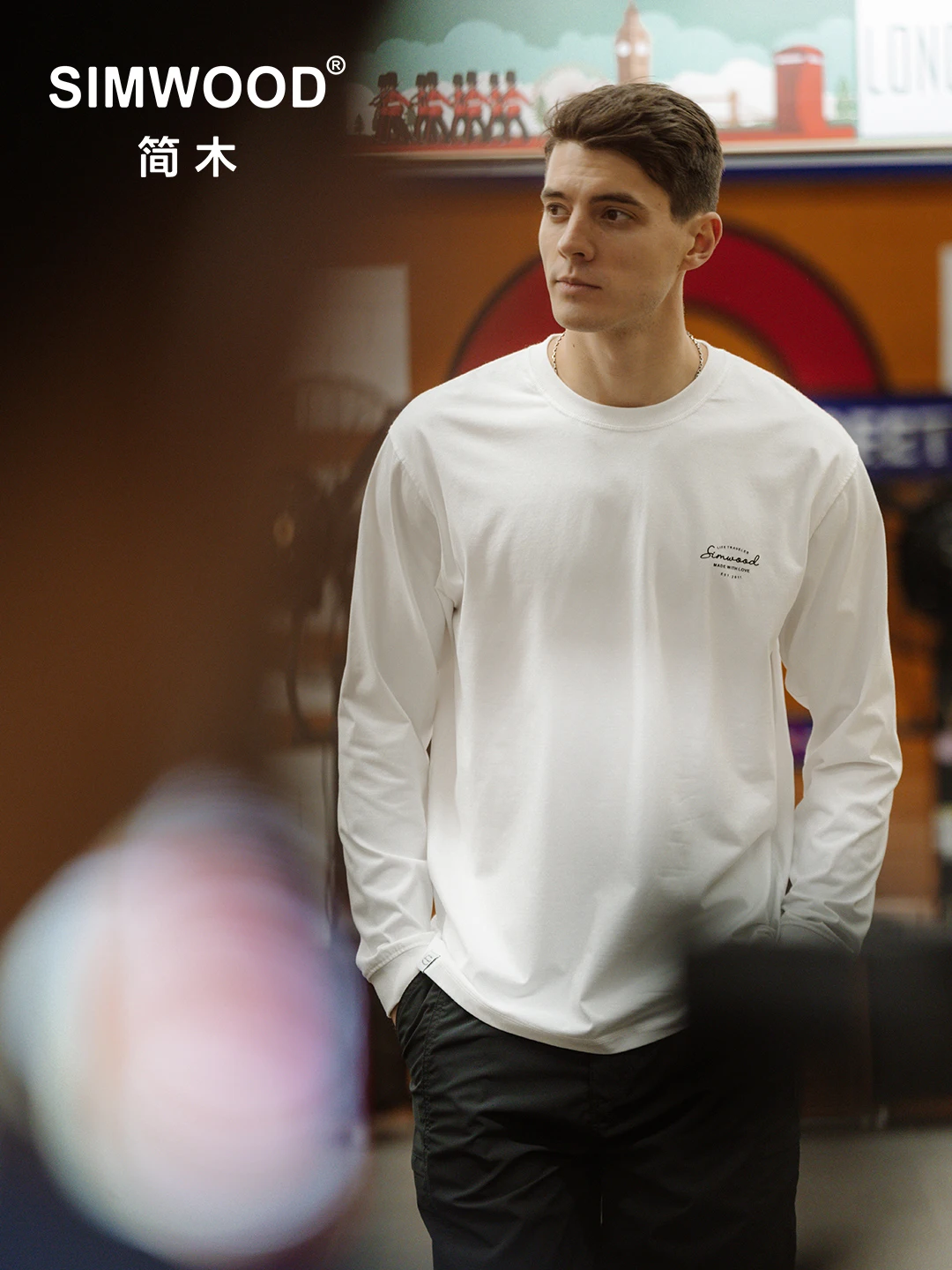 SIMWOOD-2024-Spring-New-240g-Sorona-Fabric-Long-Sleeve-T-shirts-Men ...