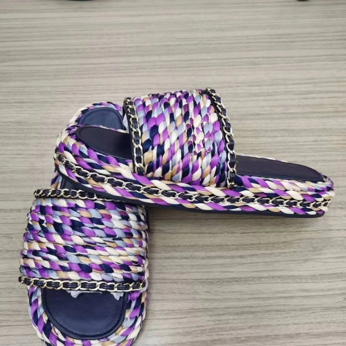 Designer-Open-Toe-Women-Flat-Slippers-Thick-Sole-Black-Hemp-Rope ...