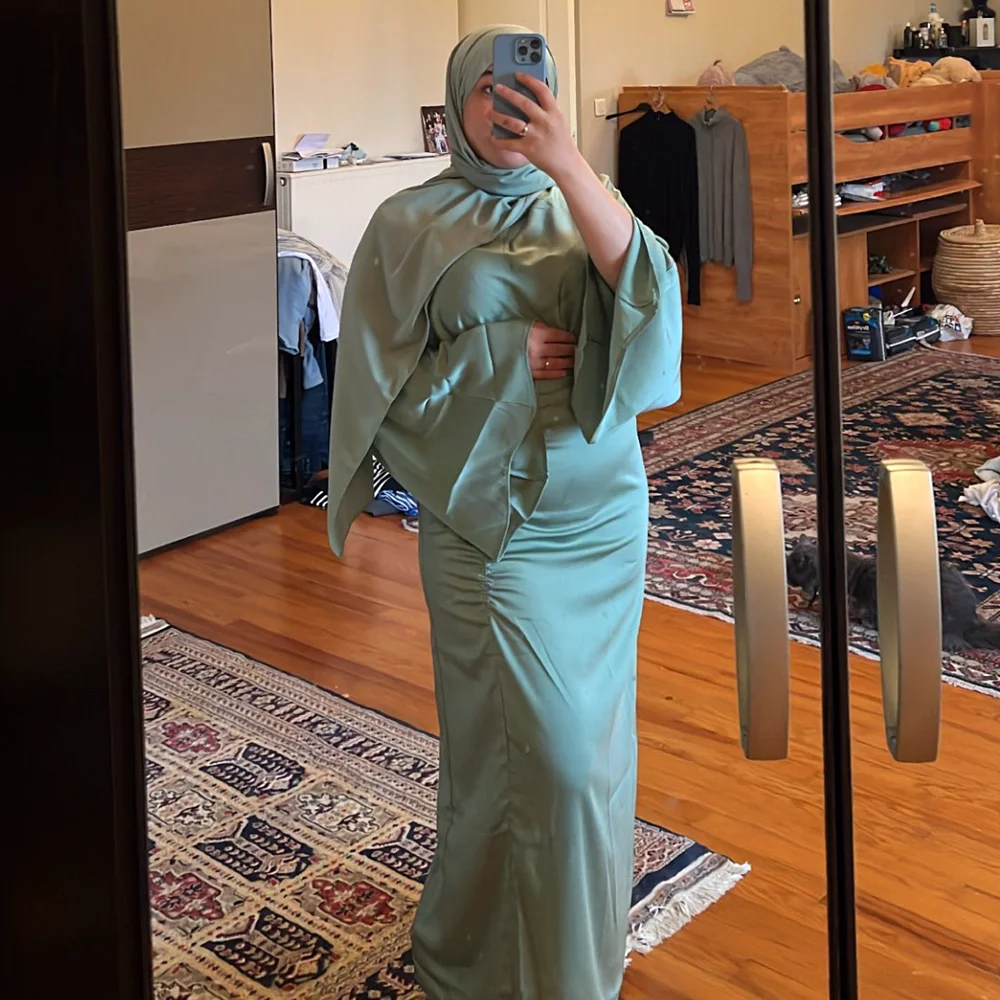 Abaya sob o vestido muçulmano moda hijab vestido eid cetim abaya dubai ...