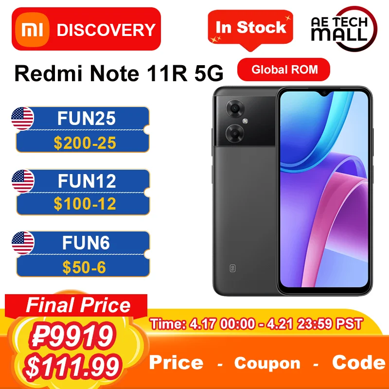Global Rom Redmi Note 11r 5g Smartphone 4gb 128gb Dimensity700 90hz 6.58“ Fhd+ 5000mah 13mp Ufs ...