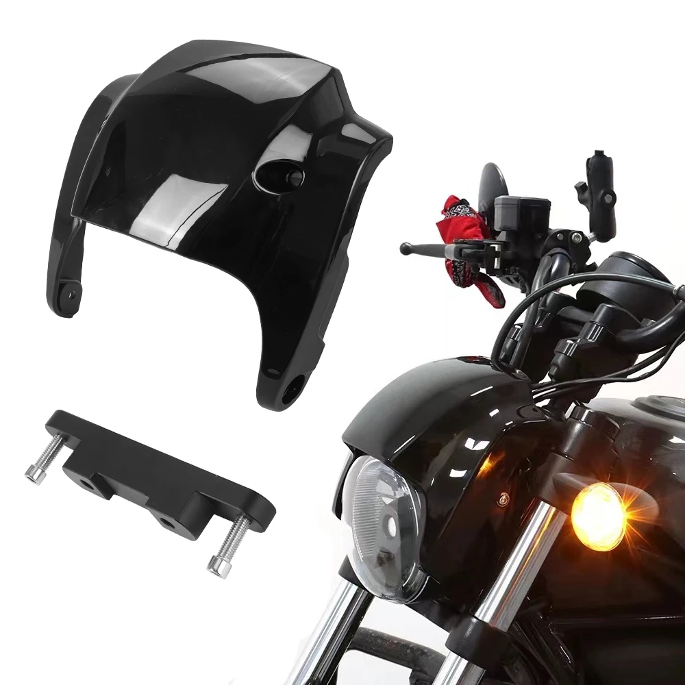 1pc-Motorcycle-Black-Headlight-Fairing-Cover-Short-Front-Headlamp-Mask ...