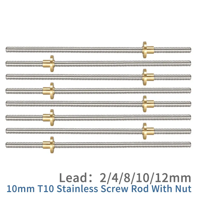 CNC 3D Printer T10 Lead Screw Pitch 2mm Thread Screw Lead 2mm/8mm/10mm ...