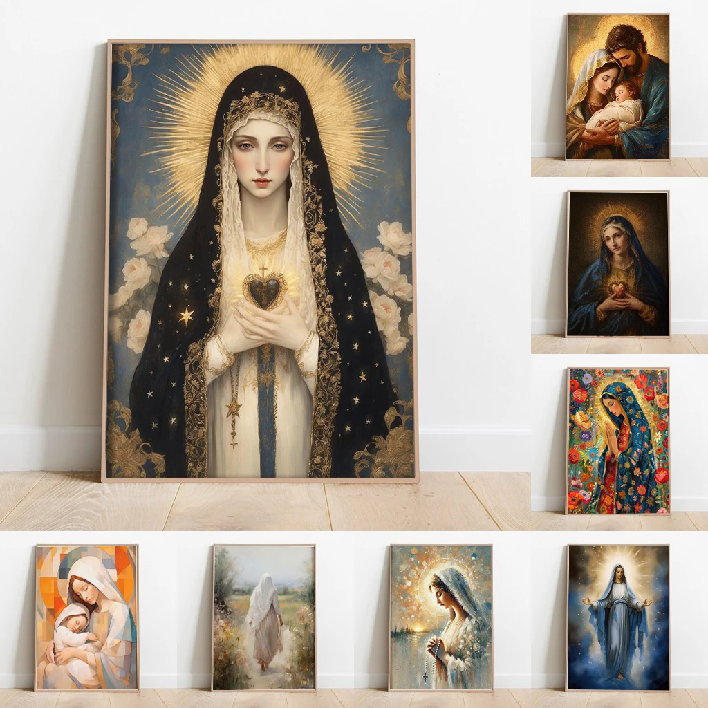 Virgin Mary Print Wall Art Poster Icon Religious Wall Art Our Lady Home ...