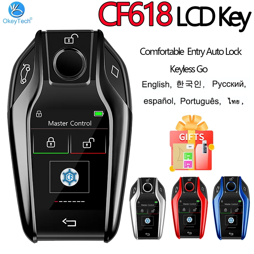 수정된 원격 LCD 스마트 키, CF618, BMW, 벤츠, 아우디, 도요타, 혼다, 포드, 현대 자동차 키, 한국어, 영어 ...