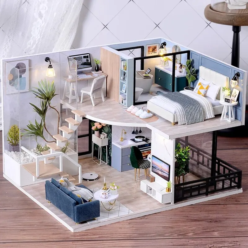 3D-Puzzle-Wooden-Micro-Assembly-Building-Model-with-Furniture-DIY-Doll ...