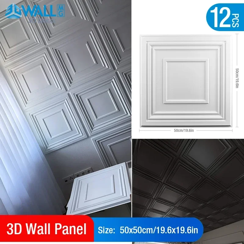 12 Uds. Panel de pared 3D de 50cm, pegatina de pared 3D, Panel de pared ...