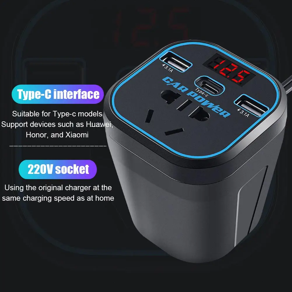 Car-Power-inverter-12V-24V-220v-Converter-Type-C-USB-Car-Phone-Charger ...