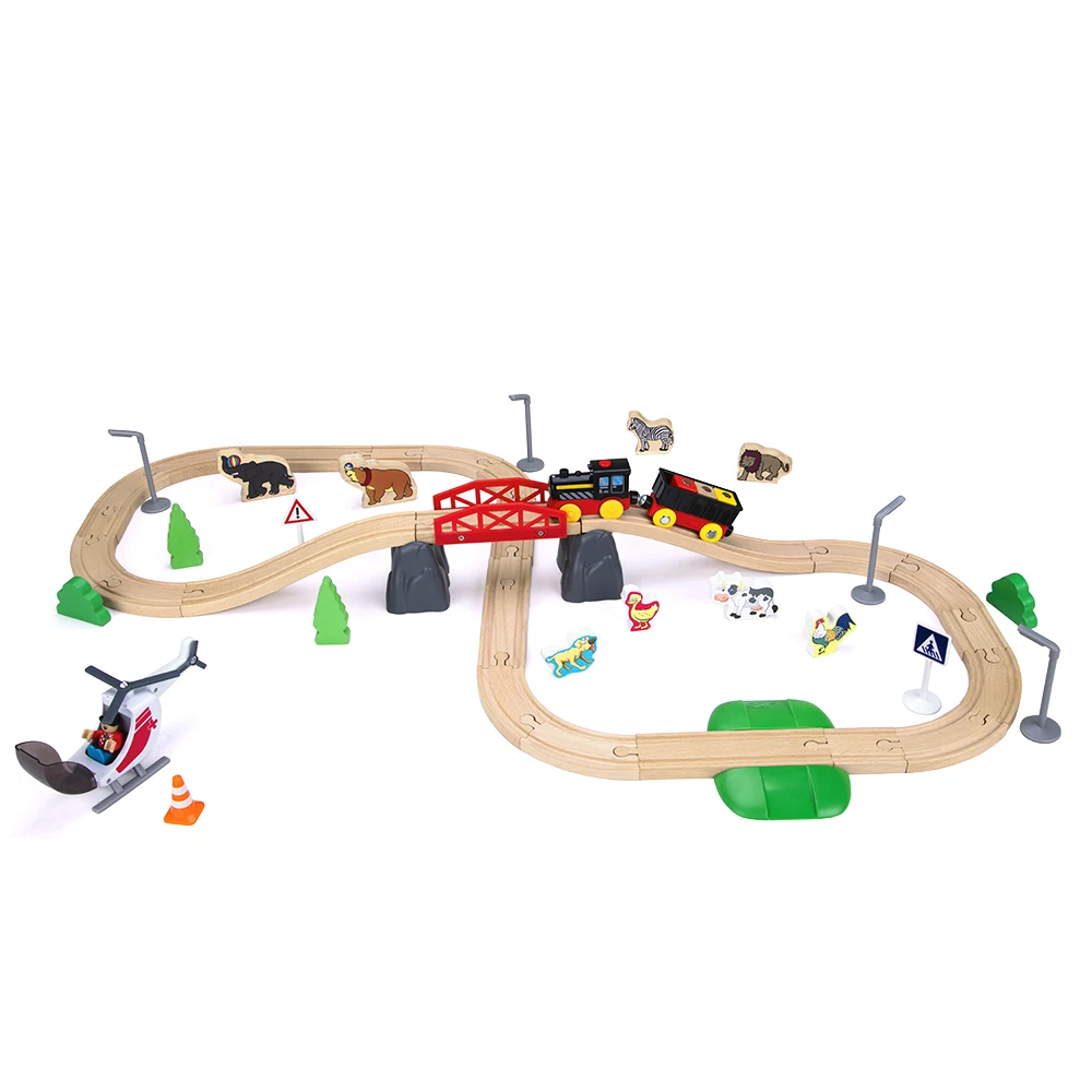 50pcs-Forest-Wooden-Railway-Set-Electric-Train-Set-Compatible-with ...