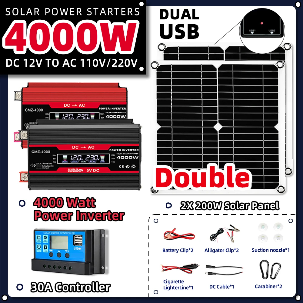 Soalr-Kit-Power-Generation-4000w-Inverter-2-200w-solar-panel-220v-full ...