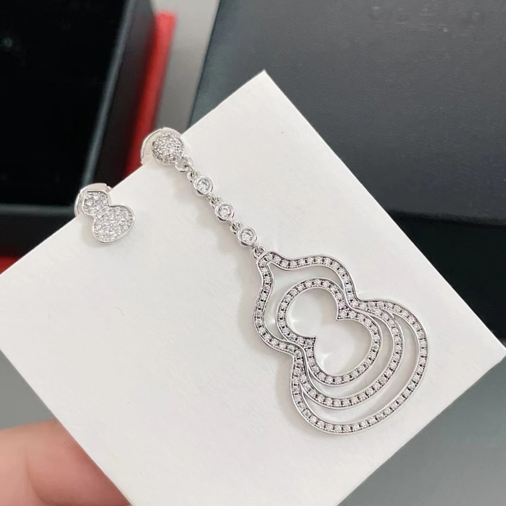 2022 New Trend 925 Silver Asymmetrical Multi Layer Hulu Earrings For Women Party Personality 