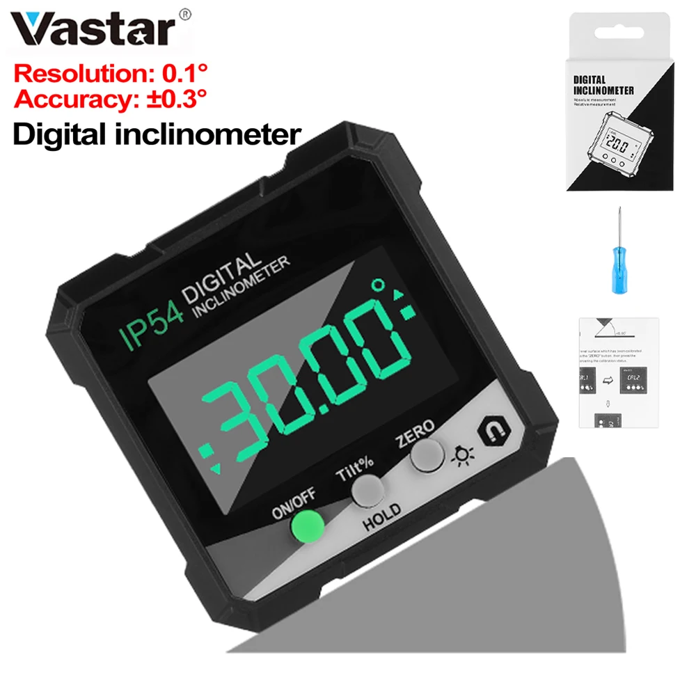Digital Level Angle Gauge 360° Mini Measuring Digital Inclinometer With Magnetic Base Electronic ...