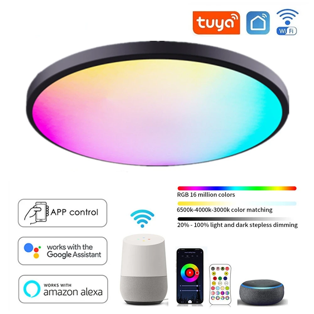 Lámpara de techo inteligente con Wifi, luz Led RGBCW para decoración ...