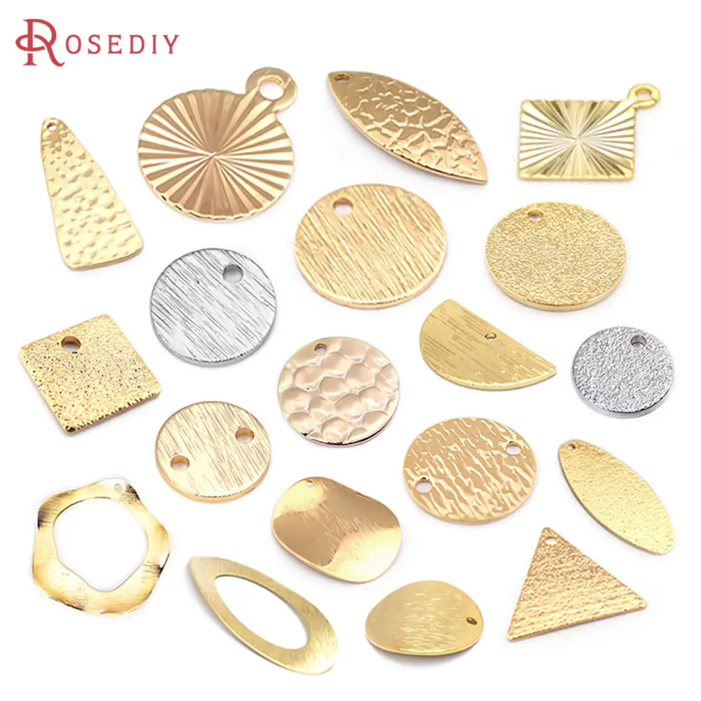 18K Gold Color Brass Striped Round Disk Charms High Quality Diy Jewelry ...