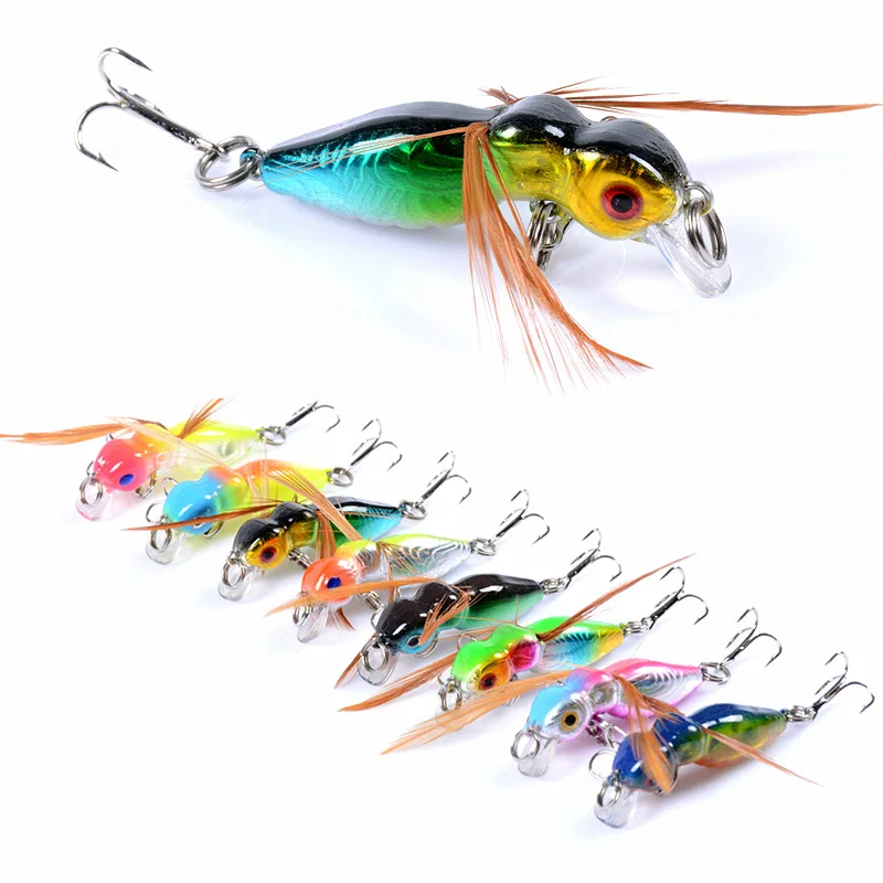 1Pcs-4-5cm-3-5g-Feather-bee-Fishing-Lure-Crankbait-Freshwater ...