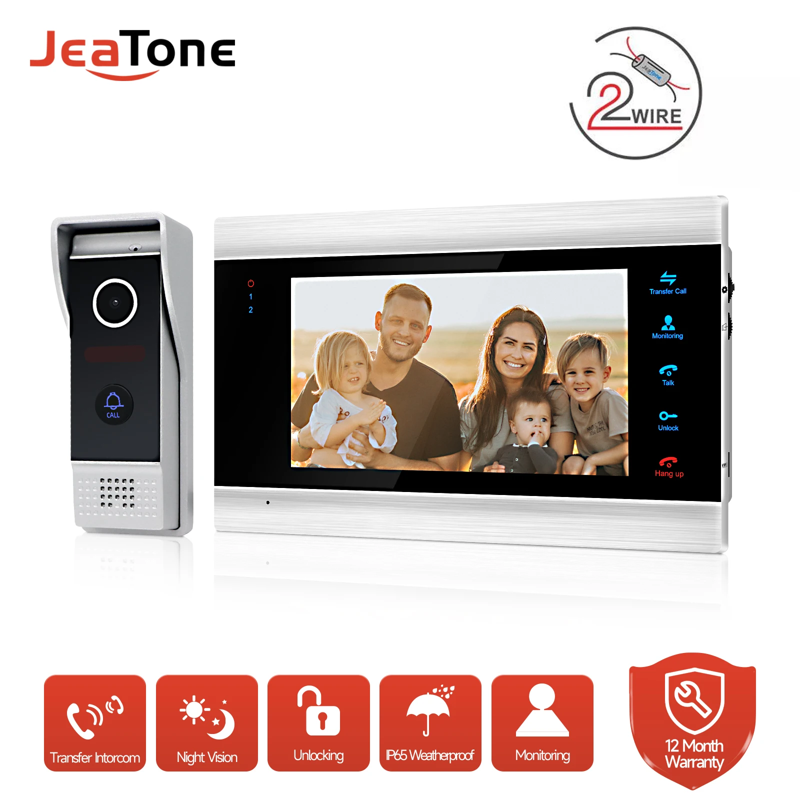 Jeatone-2-Wired-Video-Intercom-7-Inch-Home-Video-Door-Phone-with-Touch ...