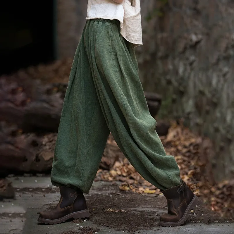 Johnature-Vrouwen-Chinese-Stijl-Bloomers-Broek-Elastische-Taille-Herfst ...