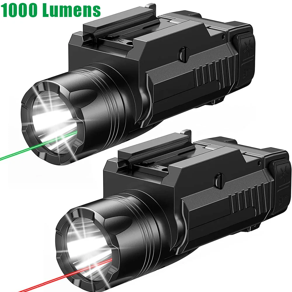 1000-Lumen-Pistol-Flashlight-With-Laser-Quick-Detach-Tactical-Weapon ...