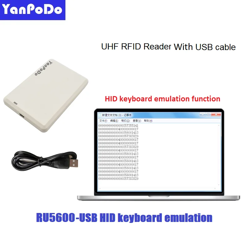 Yanpodo-Lecteur-de-clavier-RFID-USB-ClhbEPC-SEN2-10cm-1m-UHF-860Mhz ...