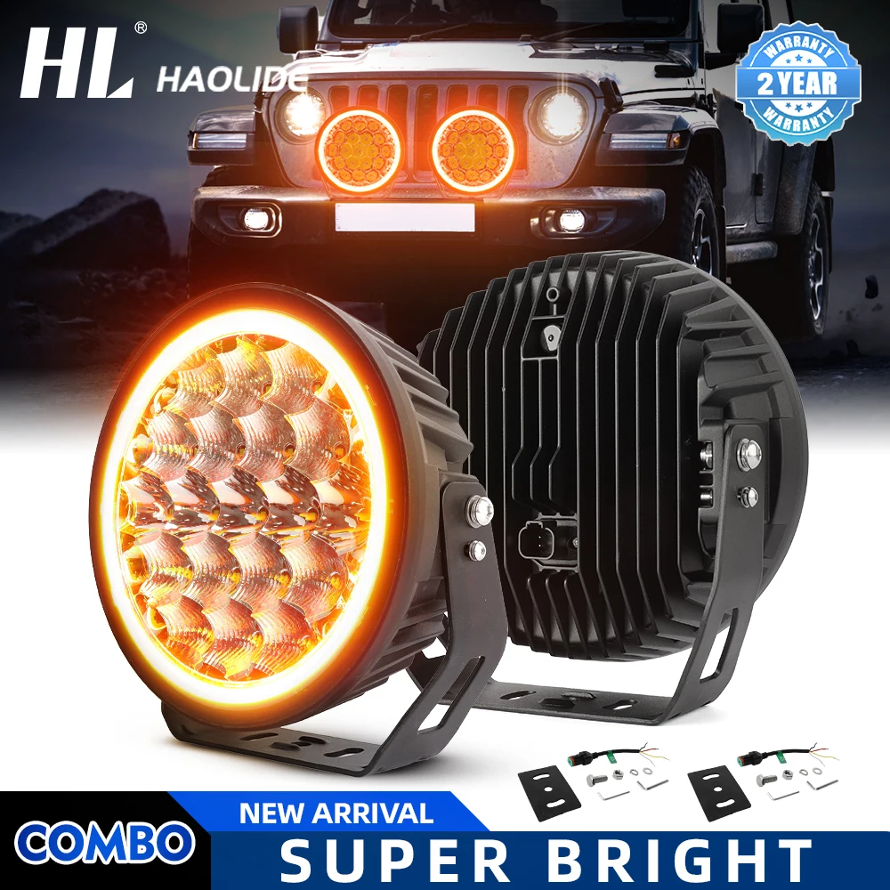 HAOLIDE-9inch-Driving-Light-6500K-Dual-Color-DRL-Spot-Flood-Combo-Beams ...