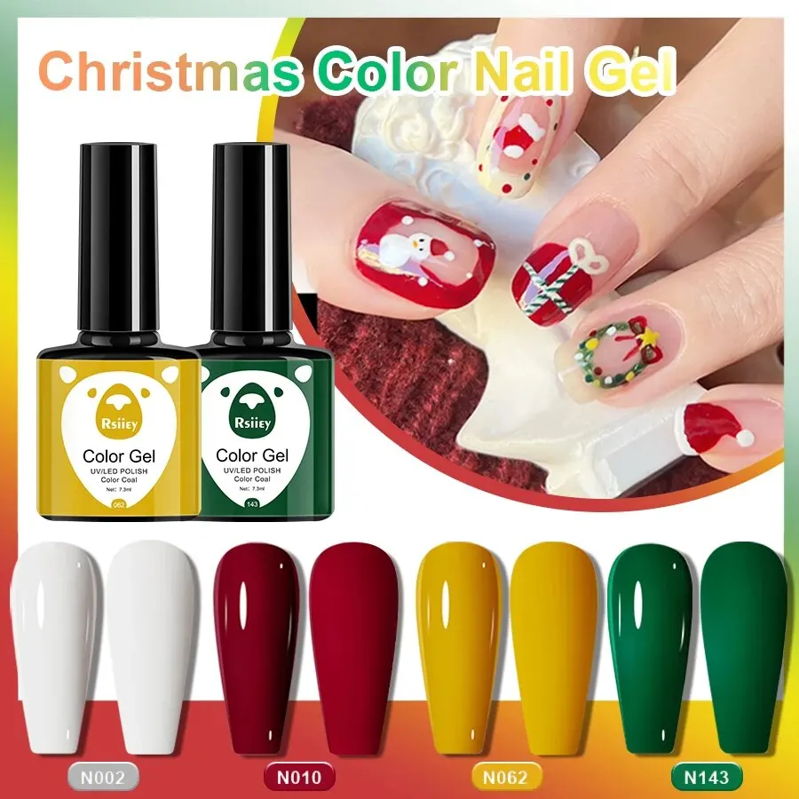 4pcs-set-7-3ml-Christmas-Gel-Nail-Polish-Glitter-Green-Silver-Black ...