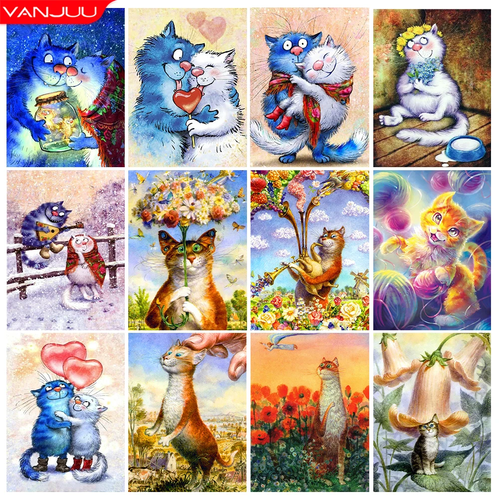 Cartoon Cat 5D DIY Diamond Painting Kit Anime Diamond Embroidery ...