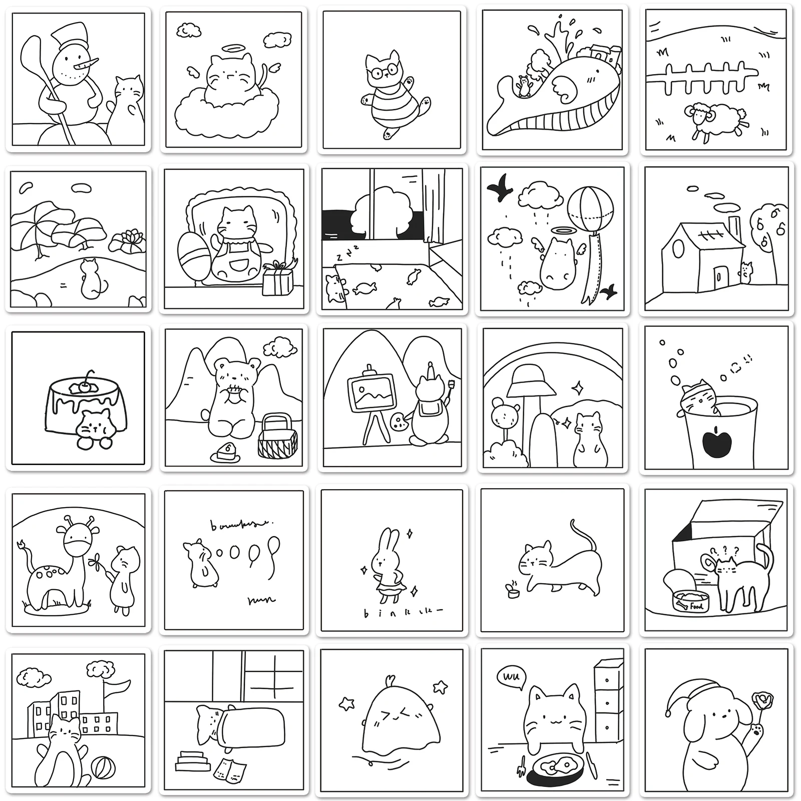 50 Piece Line Drawing Stickers Waterproof DIY For Phones Laptop Car ...