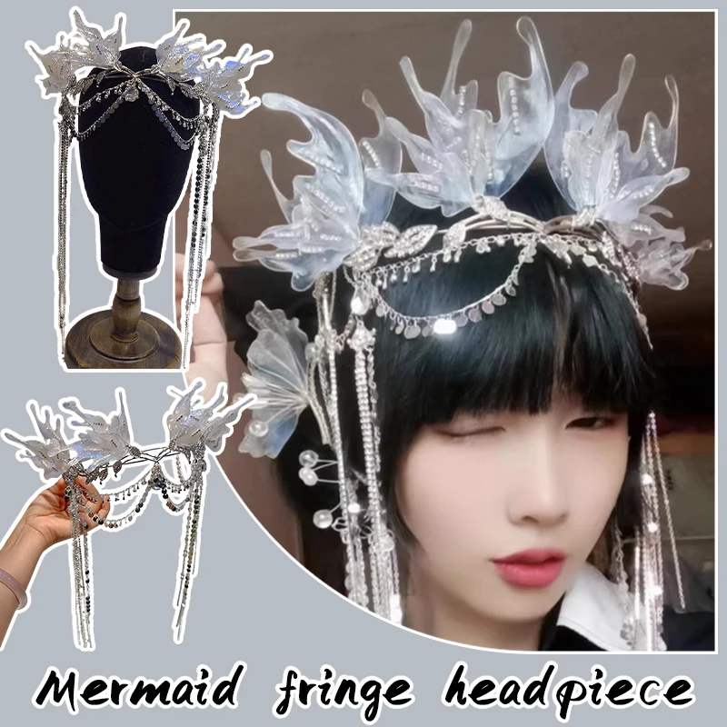 Chinese Retro Ancient Style Hanfu Forehead Decor Mermaid Headband Fairy ...