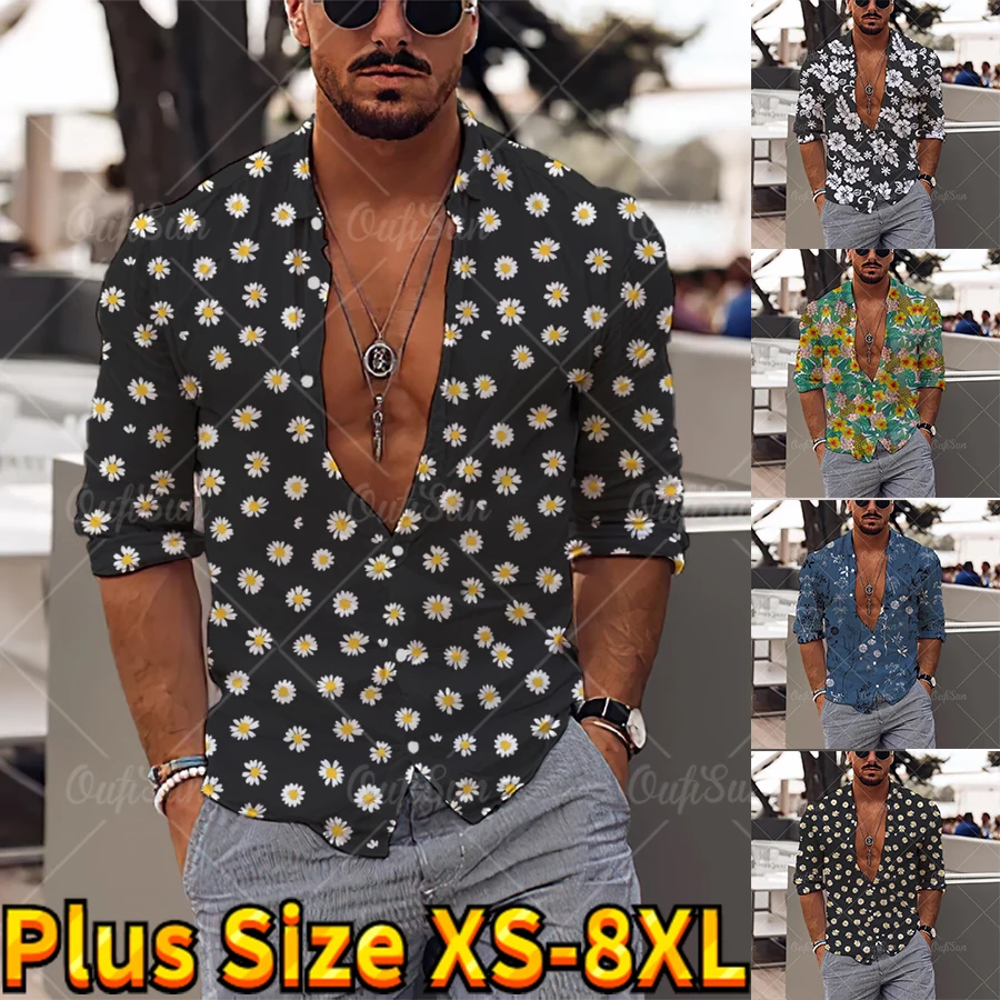 Men-s-Classic-Design-New-Button-down-Shirt-Floral-Print-Short-sleeved ...