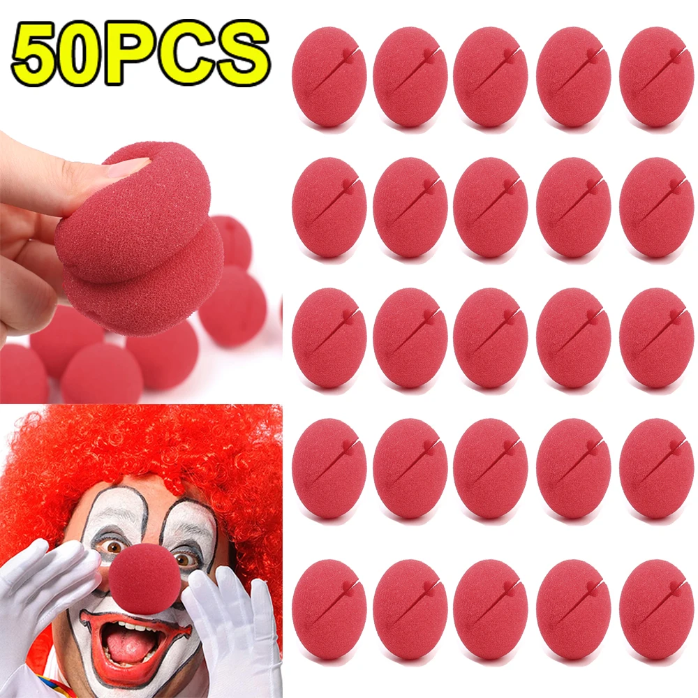 50PCS-Red-Ball-Foam-Circus-Clown-Nose-Halloween-Cosplay-Props-Funny ...