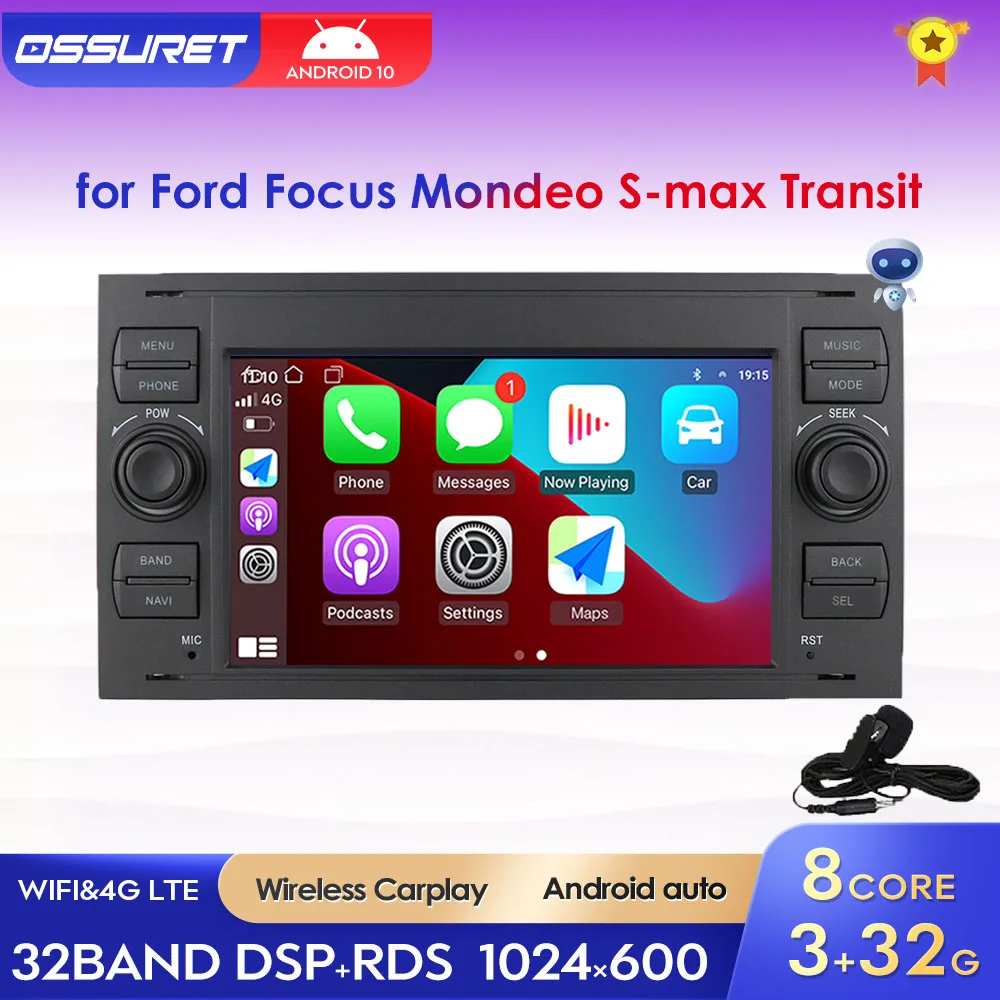 Android 10 Car Radio For Ford Focus Mondeo S-max C Max Kuga Galaxy ...