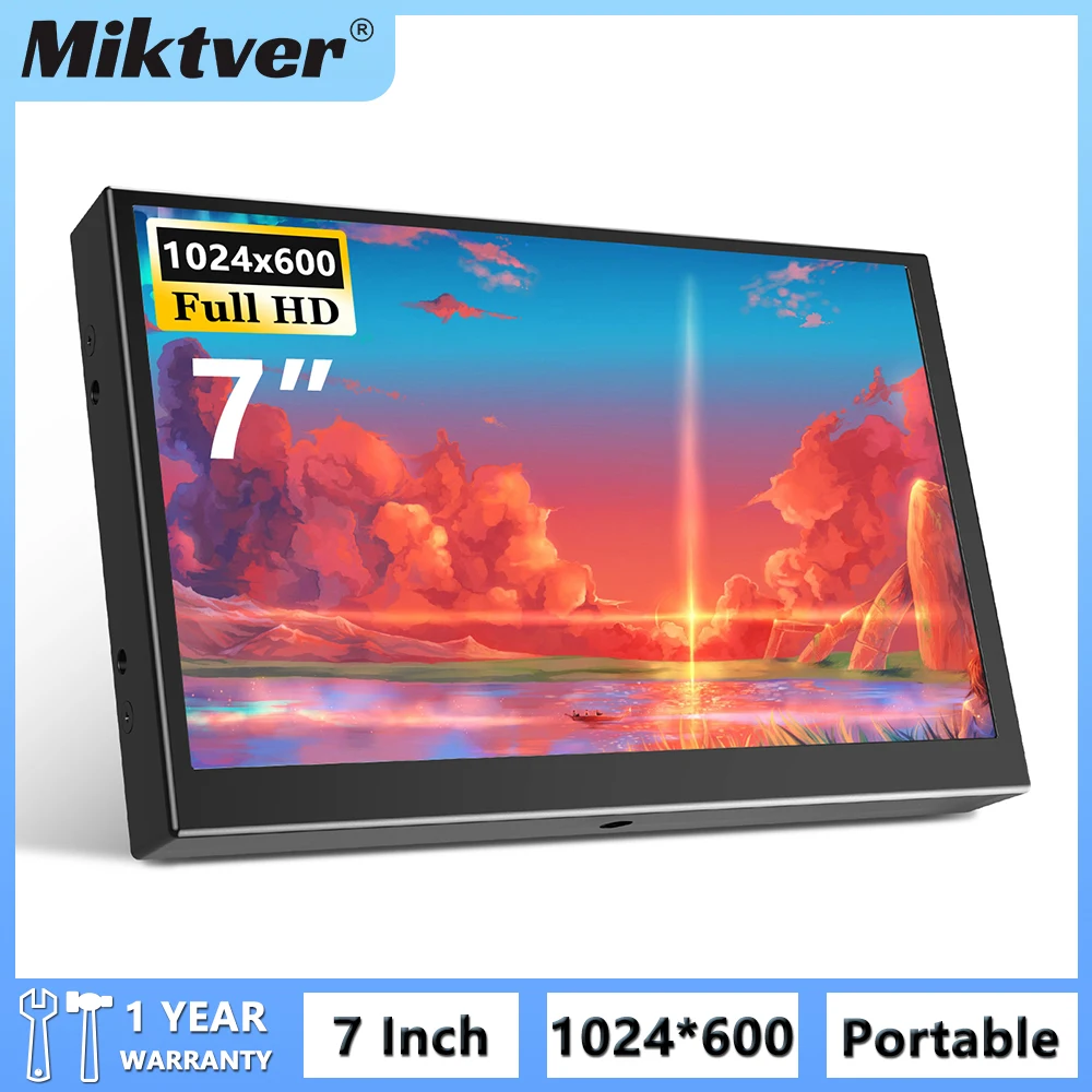 Miktver S701H Mini 7 Inch Industrial Screen HD 1024x600 HDMI Monitor ...