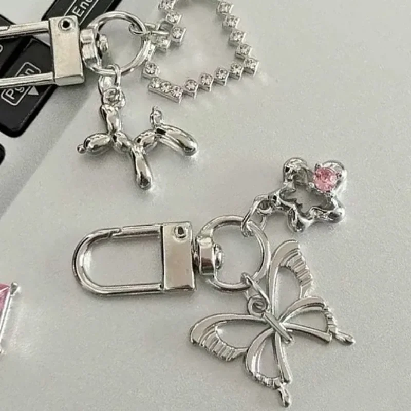 Y2K Butterfly Keychain Women Girls Sweet Silver Color Flower Keychain ...