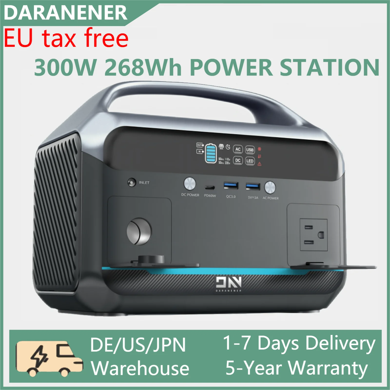 Camping Power Bank 110V 220V 300W Portable Power Station 84000mAh Lifepo4 Battery 268Wh Solar ...