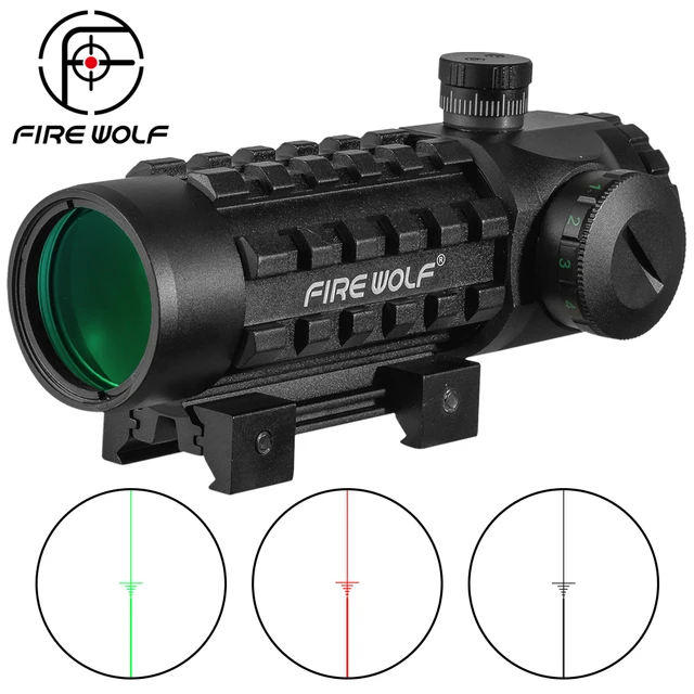 Fire Wolf 1.5-4X30 Rifle Scope Red Dot Hunting Tactical Optical Sight ...